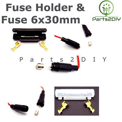 In Line 6x30mm DIY Fuse Holder Cable Wire Splash Proof Glass AGC & Fuse ...