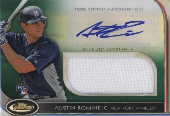 2012 Topps Finest - Autographed Jumbo Relic Rookies Austin Romine #AJR ...