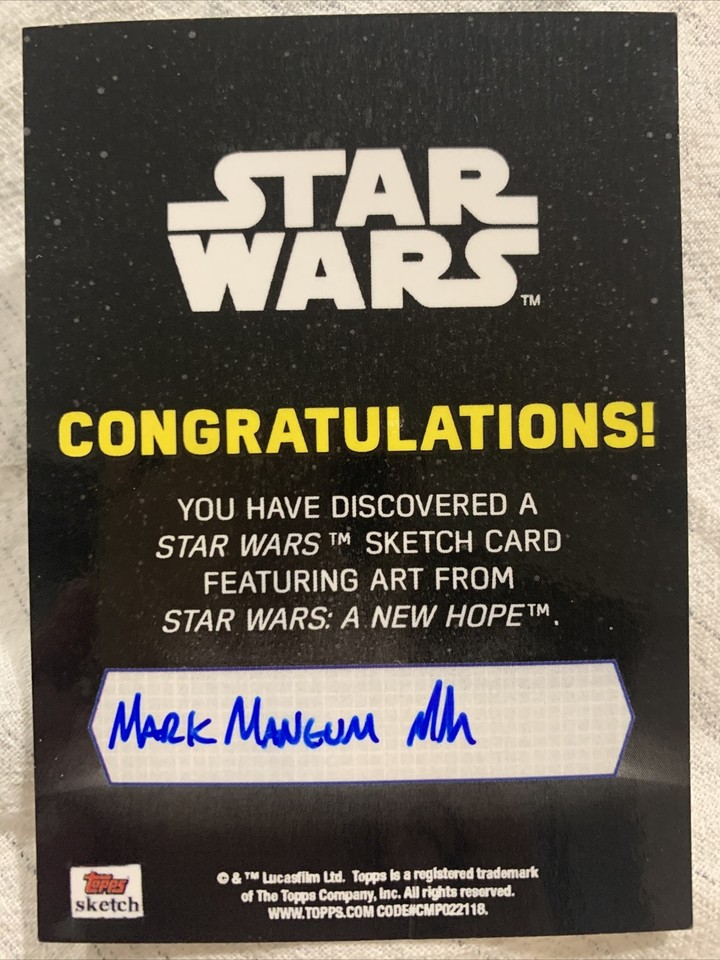 DARTH VADER TOPPS STAR WARS A NEW HOPE 40th ANNIVERSARY MARK MANGUM ...