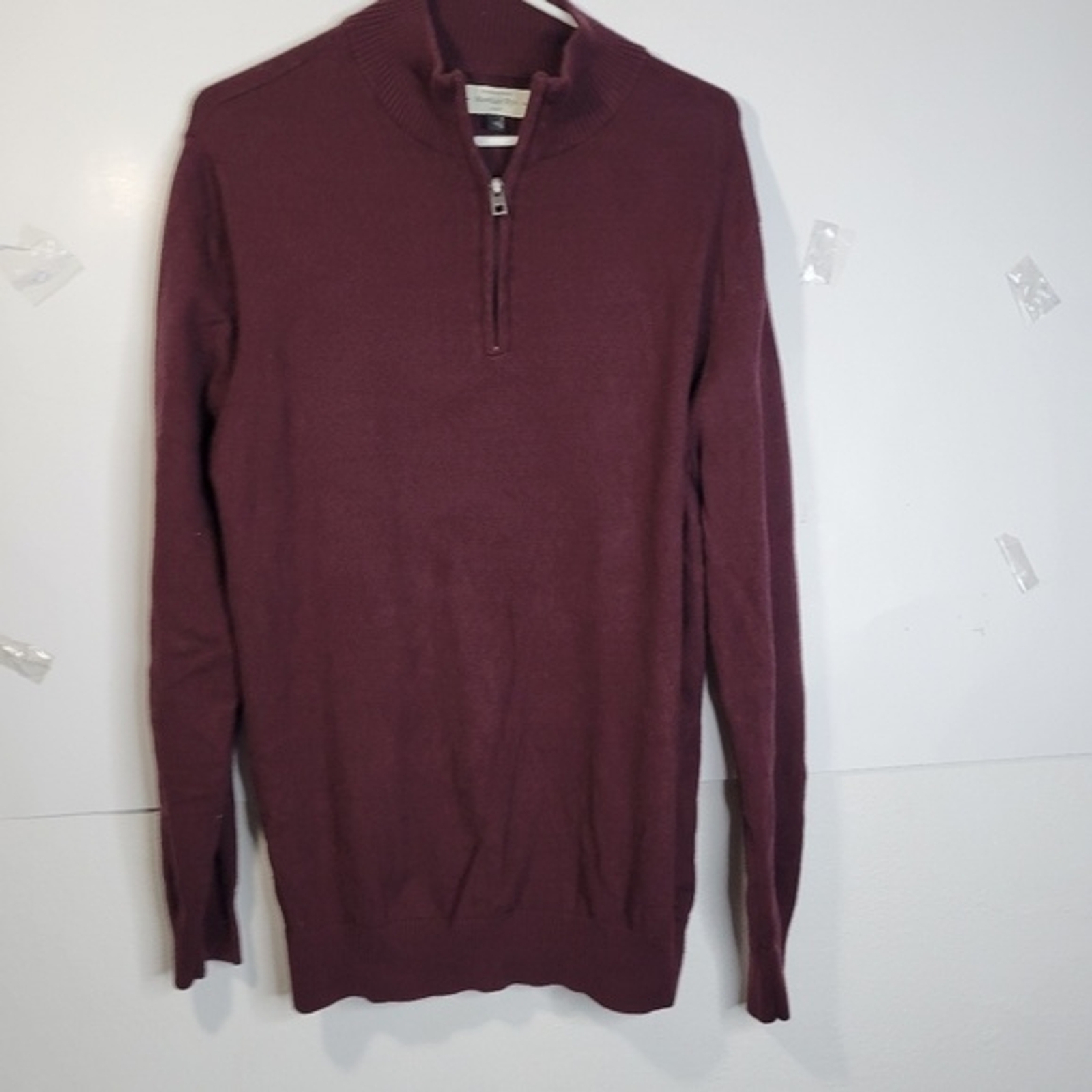 Men's Hawker Rye Cotton Cashmere 1/4 zip sweater Burg… - Gem