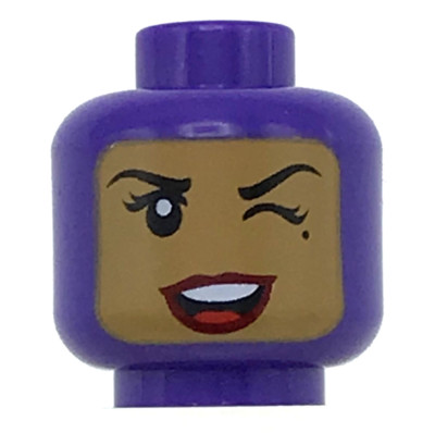 LEGO NEW MEDIUM DARK FLESH FACE PURPLE HEAD WINK OPEN MOUTH GIRL FEMALE ...