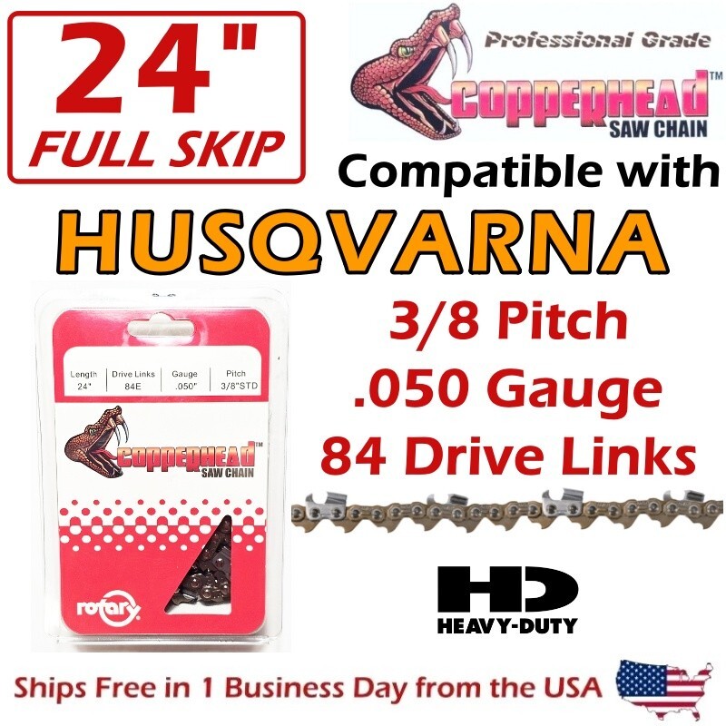COPPERHEAD 24" PRO FULL SKIP SAW CHAIN HUSQVARNA 460 RANCHER - 3/8 ...