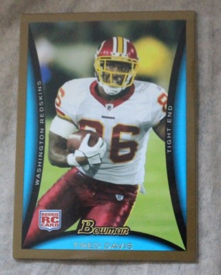 2008 Topps Bowman Fred Davis Washington Redskins Rookie Gold Frame Card ...