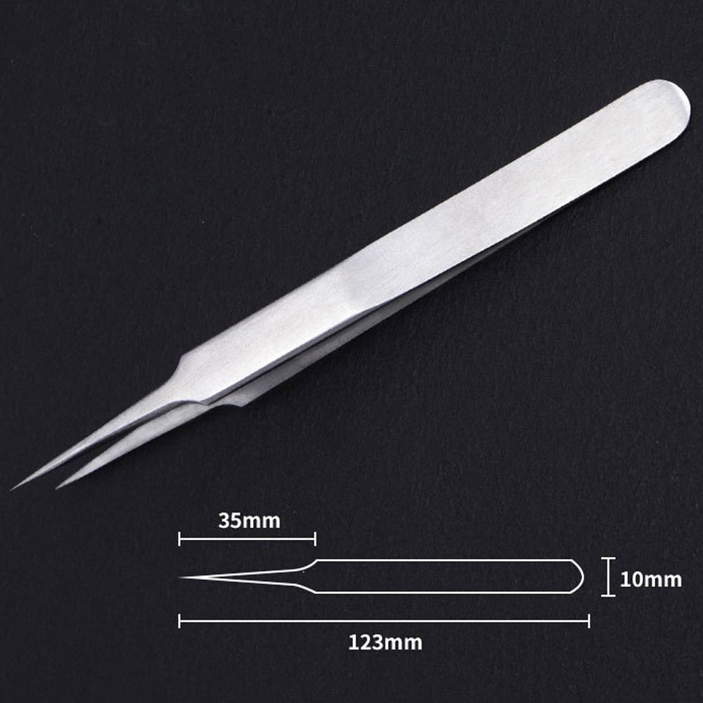 Silver Lab Tweezers Stainless Steel Needle Nose Tweezers Microscopy ...