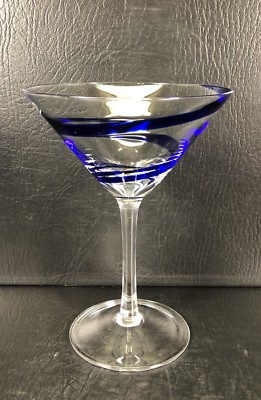 Pier 1 Swirline Blue Martini Glass Goblet 3 Available | eBay