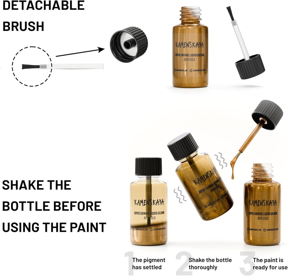 Liquid Gold Leaf Paint - Alcohol Based Fast Drying Rich Gold Liquid ...