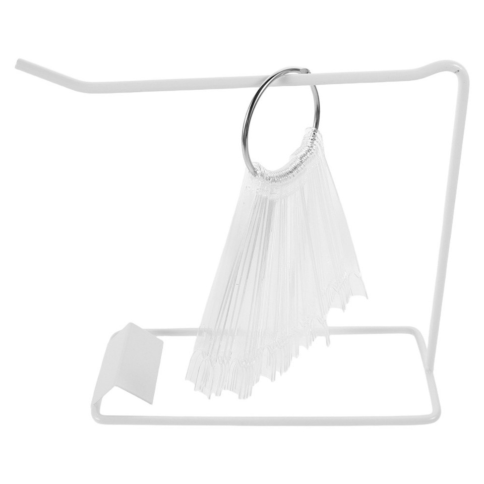 1 Set Nail Display Sticks with Iron Stand Ring Fan Shaped False Nail ...