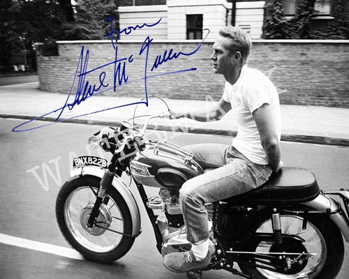 STEVE MCQUEEN AUTOGRAPHED 8X10 PHOTO SIGNED MOTORCYCLE REPRINT | eBay