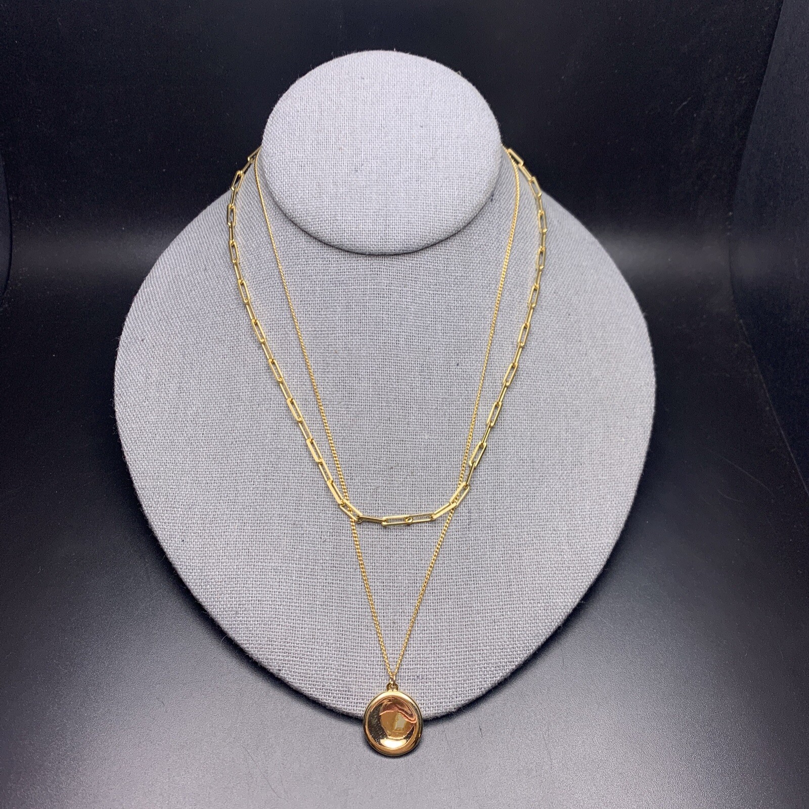 Dainty Layered Chain Necklace Disc Medallion Pendant … - Gem