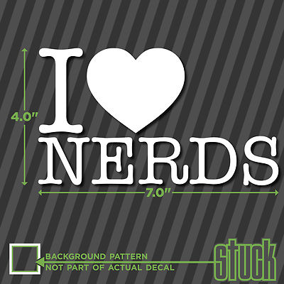 I Heart ( love ) Nerds - 7" x 4" - sticker vinyl decal adhesive gamer ...