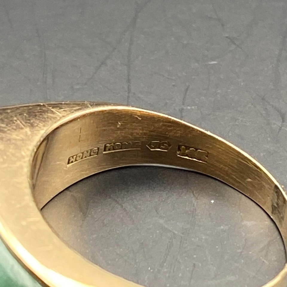 Vintage 14k Gold A Jade Ring SIGNED | eBay