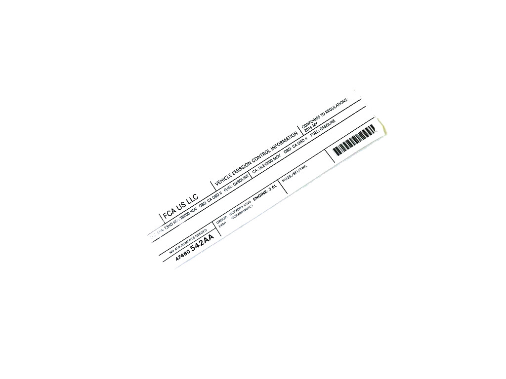 Emission Label Mopar 47480542AA for sale online | eBay