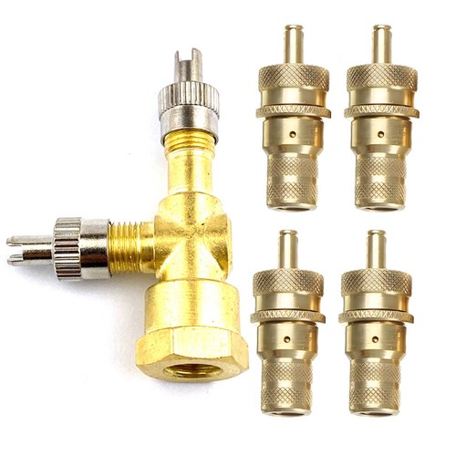 3-Way Valve Stem Port TPMS Tee Adapter Tire Pressure Gauge Connector ...
