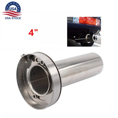 4" Adjustable Stainless Round Exhaust Muffler Tip Universal Removable ...