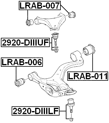 Bushing, Front Upper Control Arm Fits Land Rover LR051625, LR056964 ...