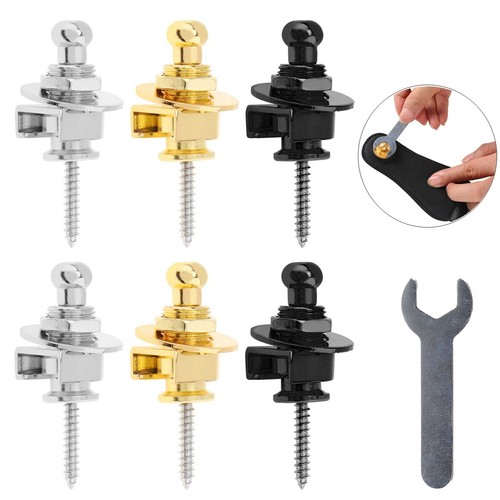 2PCS Guitar Bass Strap Lock Security Metal Fastener Strap Locks Metal ...