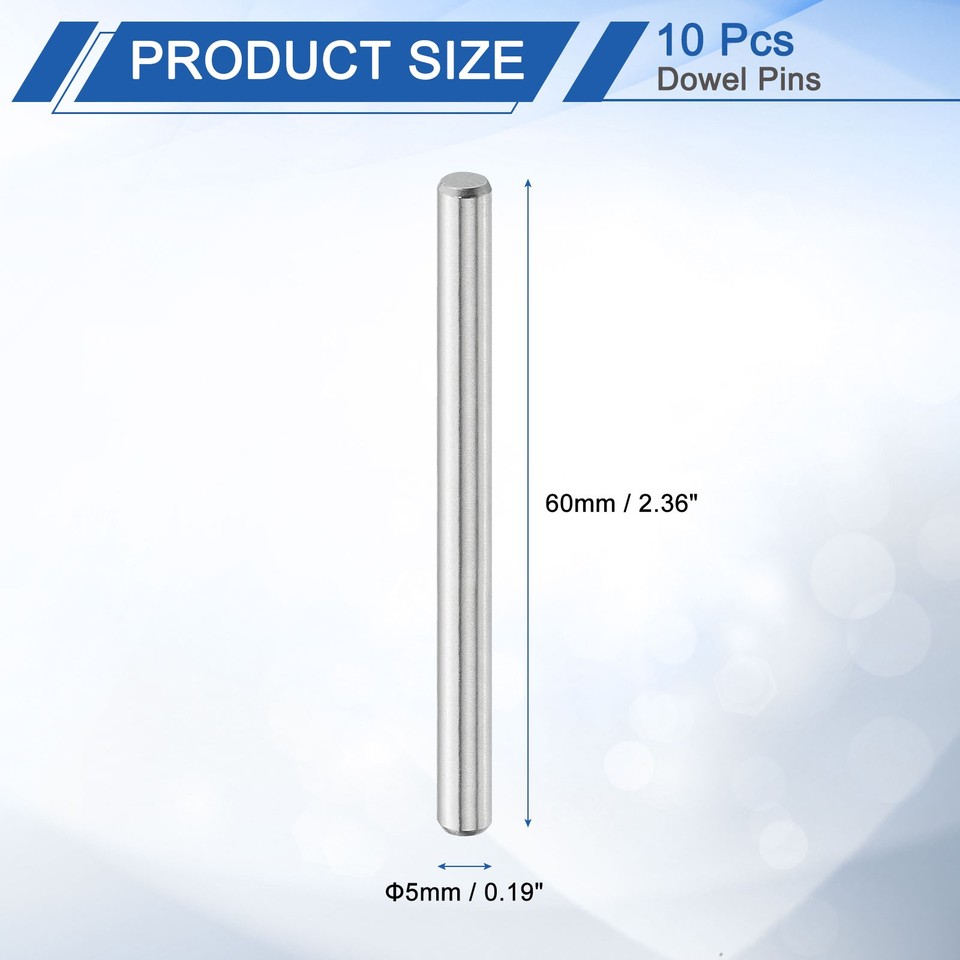 10 Pcs 5 mm x 60 mm Dowel Pins, 316L Stainless Steel Shelf Support Peg ...