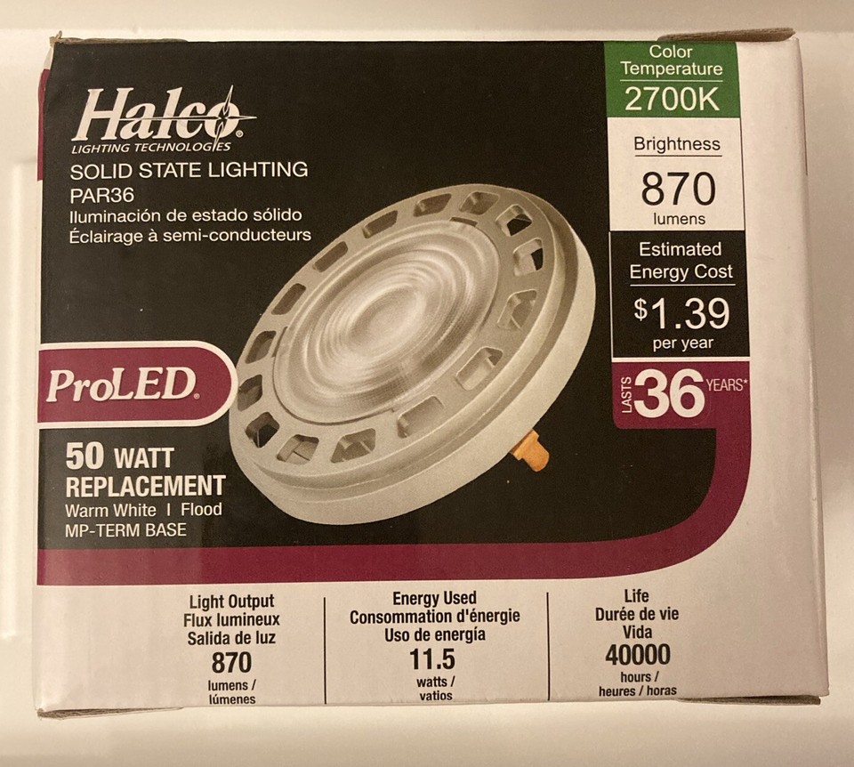 Halco 81097 ProLED PAR36 Flood 12V MP-TERM BASE Warm White 2700K **2 ...