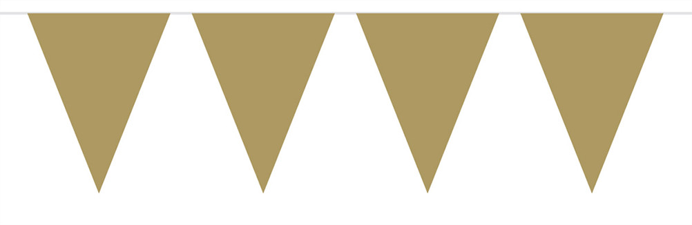 PLAIN GOLD GLOSSY FLAG PARTY BUNTING 15 FLAGS 10M PARTY DECORATION ...