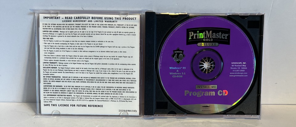 PrintMaster Gold Deluxe Version 4.0 Program 1997 CD-ROM WINDOWS 3.1/95 ...