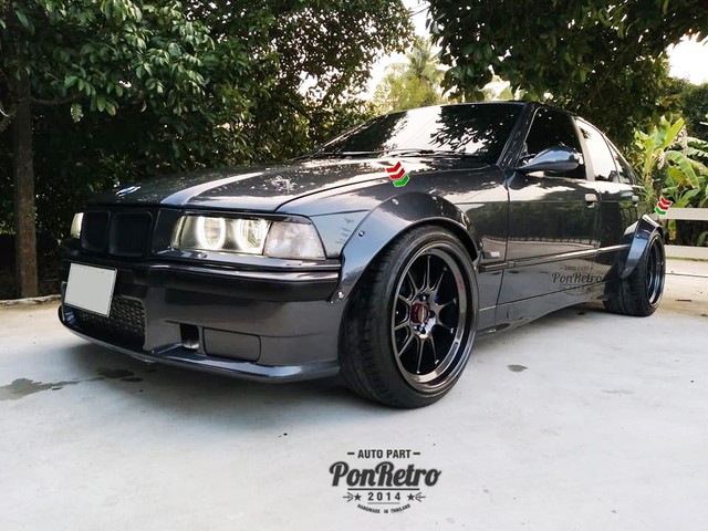 Pon Retro Fender Flares Wide Body Steel for BMW E36 Sedan 2 Door Coupe ...