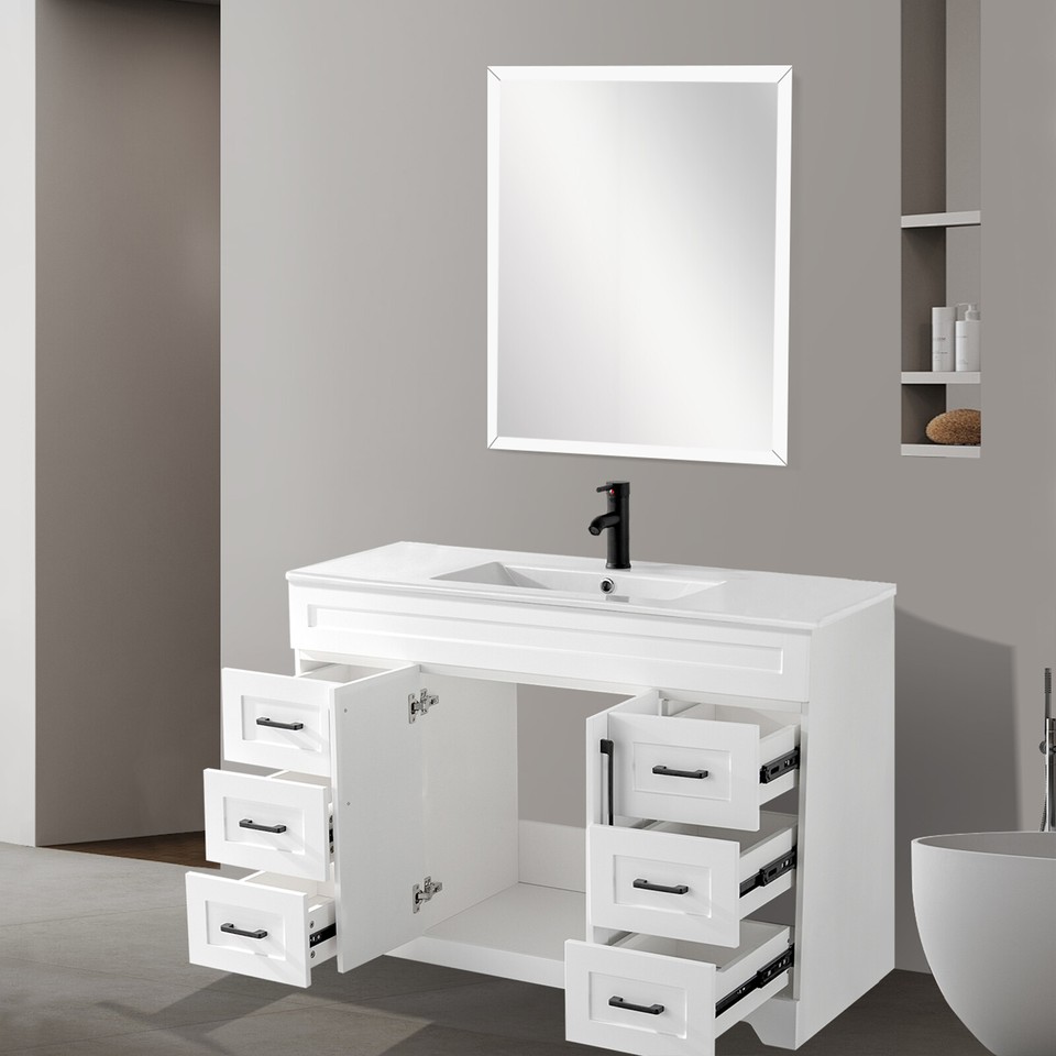 48" Bathroom Vanity With Sink Single Cabinet Ceramic Basin No Mirror ...