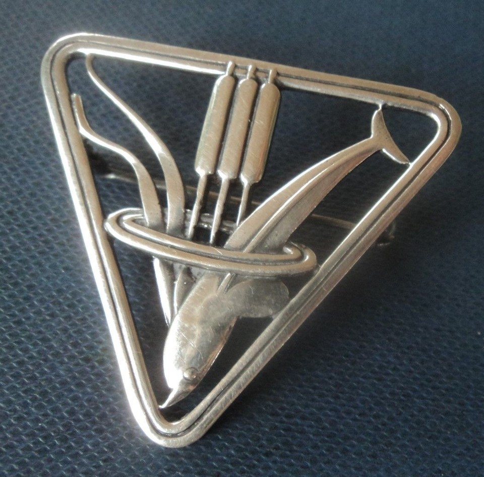 Georg Jensen Danish Stg. Dolphin Brooch no. 257 Early Mark - Denmark c ...