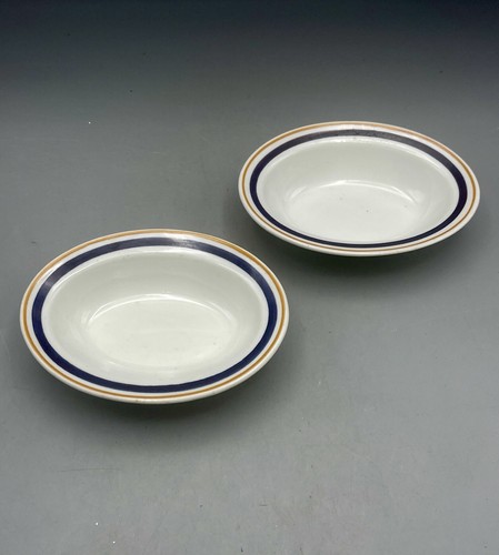 Bailey Walker China Vintage Restaurant Ware Oval Bowls Blue Yellow ...
