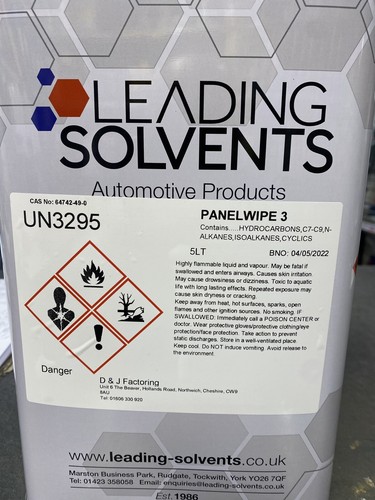 Panel Wipe 5L Degreaser Pre-Paint WIPE Anti-Silicone LEADING SOLVENTS ...