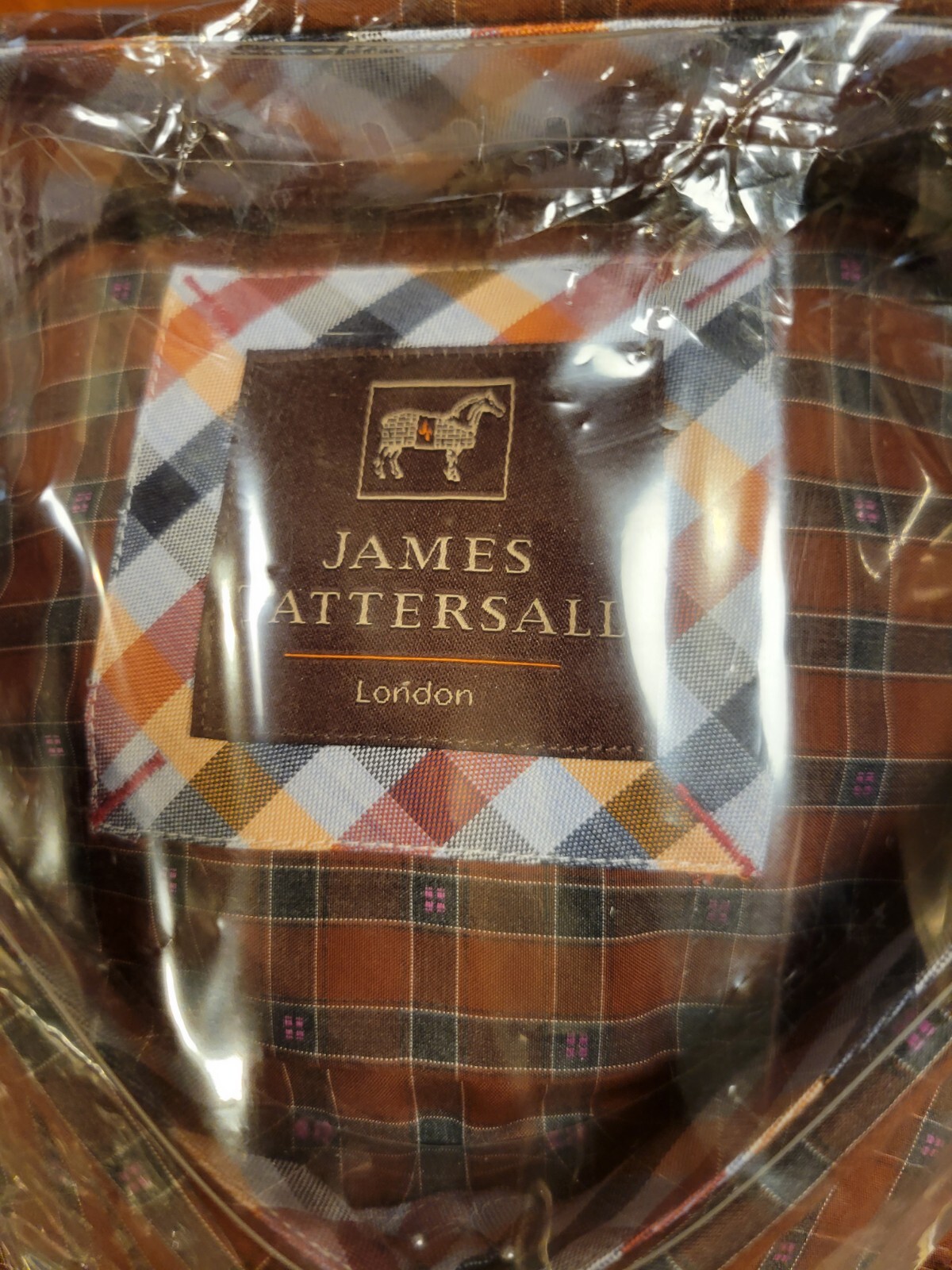 James Tattersall of London Dress Shirt Burgundy/Brown Plaid XL NEW! | eBay