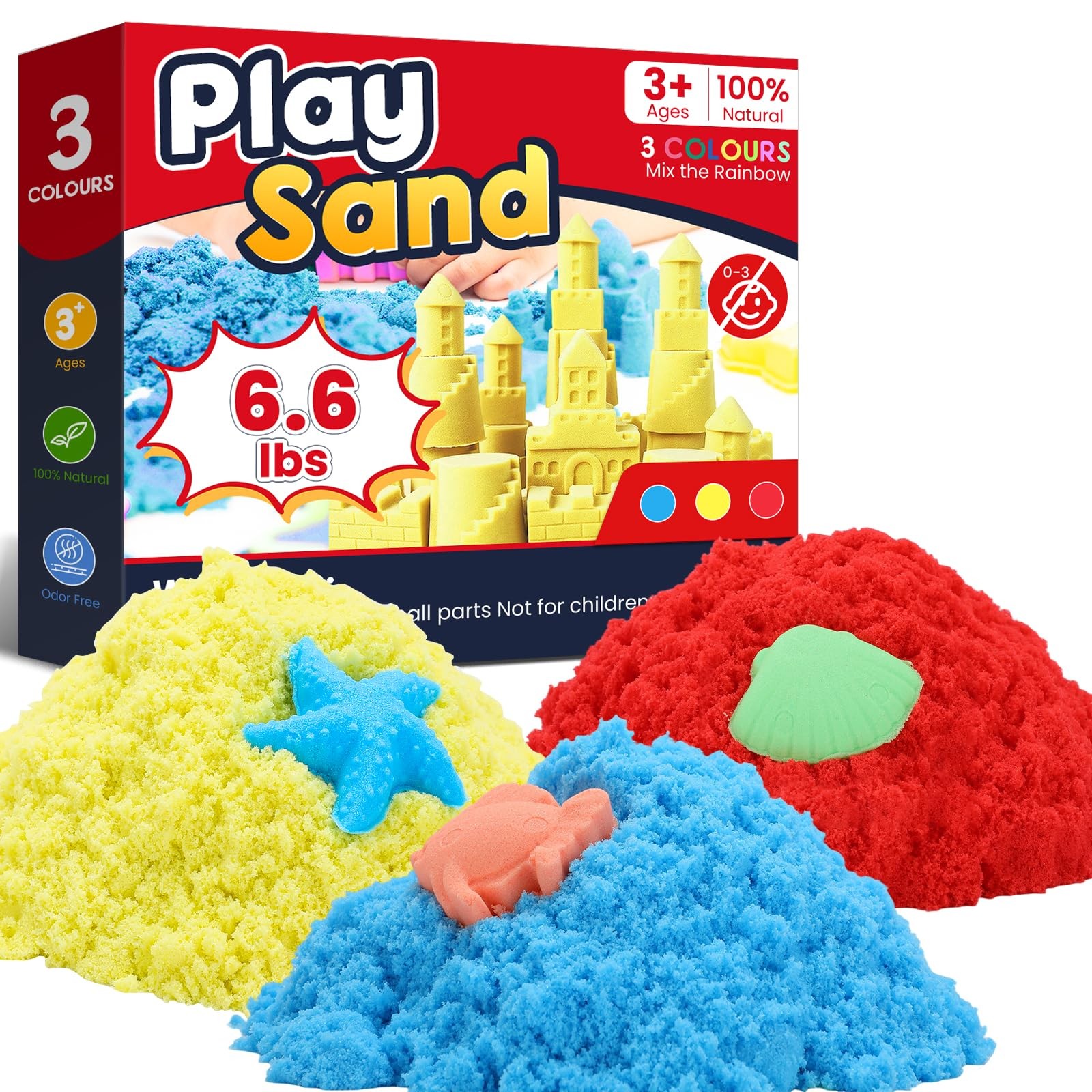6.6lbs Play Sand,Mixed Packaging of 3-Color Sensory Sand,Suitable for ...