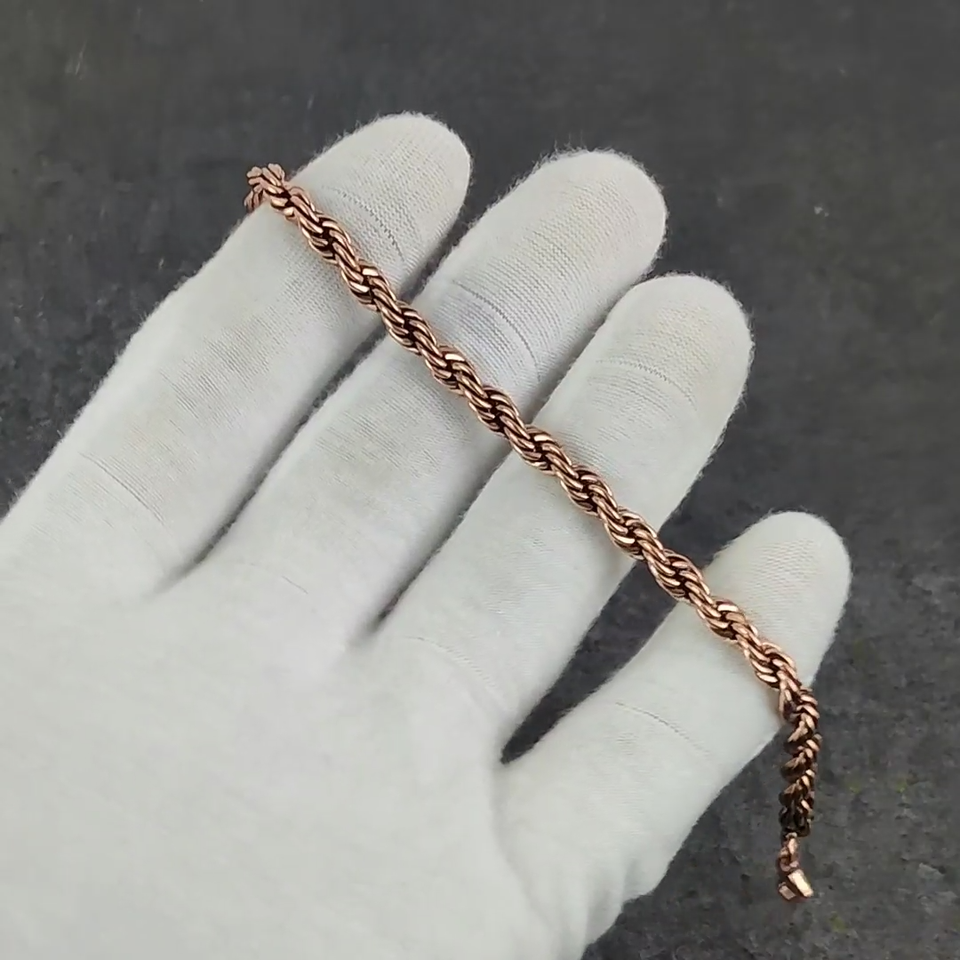 Pure Copper Rope Chain Copper Oxidized Chain Bracelet Solid Copper ...