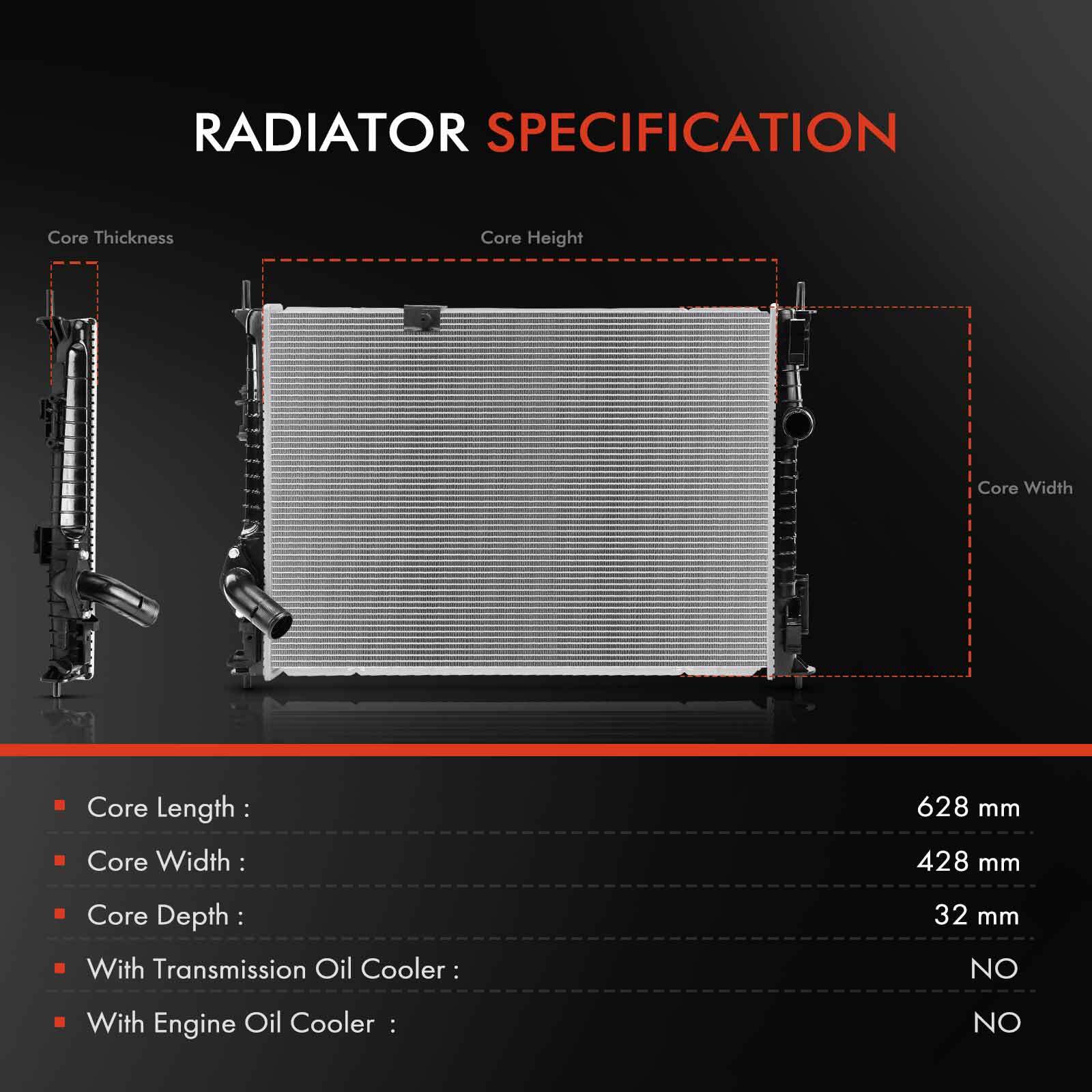 Engine Cooling Radiator for Nissan Qashqai/Qashqai+2 I 11-13 1.6 dCi ...