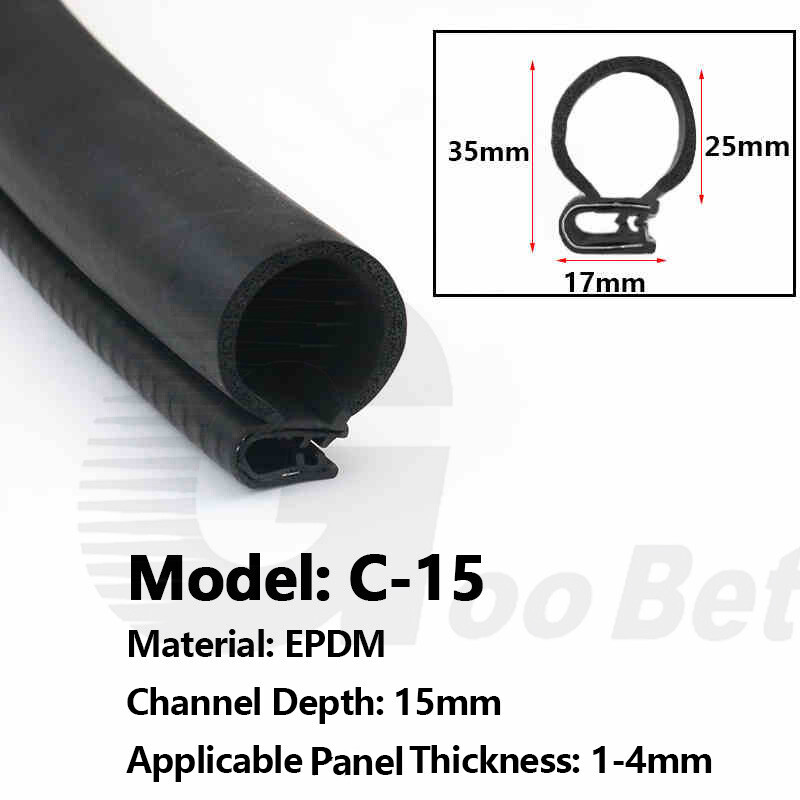 Car Finned Rubber Edge Trim Seal U Profile Van Boat Truck Door Bonnet ...