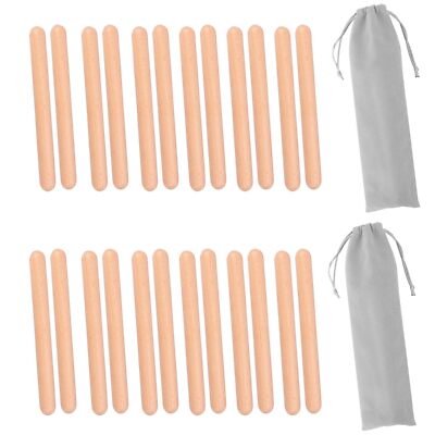 12 Pair 24 Pack Classical Wood Claves with Carry Bags 7.5 Inch ...