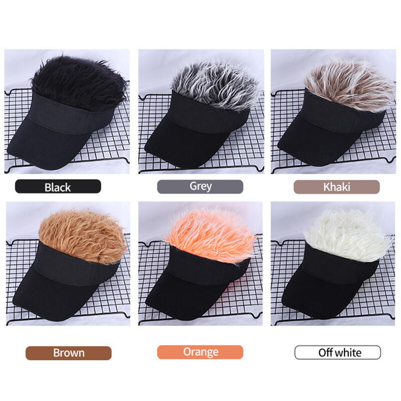 Golf Baseball Cap with Fake Hair Cap Sun Visor Toupee Hats Mens Spiked ...