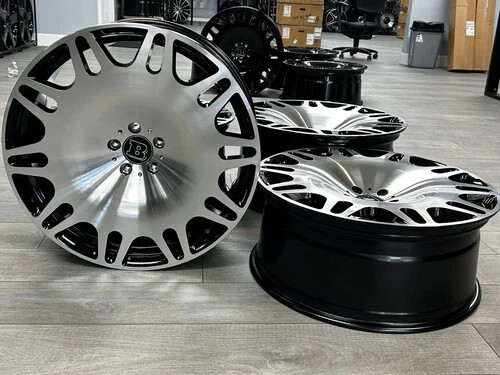 22x10 BRABUS WHEELS BLACK MACHINE RIMS 5x130 G WAGON G500 G550 G55 G63 ...