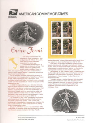 #636 34c Enrico Fermi Scientist #3533 USPS Commemorative Stamp Panel | eBay