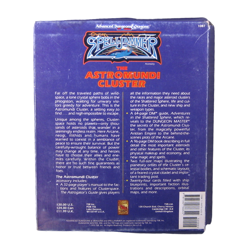 Vtg TSR 1087 AD&D 2 Ed Spelljammer The Astromundi Cluster Box Set Near ...