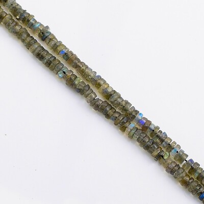100% Natural Labradorite Coin Shape 4 mm Smooth Gemstone Beads size 16 ...