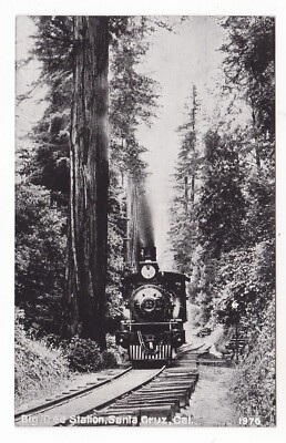 1976 SANTA CRUZ CALIFORNIA BIG TREE RAILROAD STEAM LOCOMOTIVE POSTCARD ...