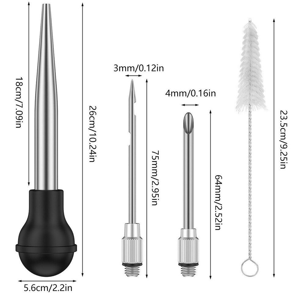 Turkey Baster Kit Basting Meat Chicken Syringe Meat Marinade Injector ...