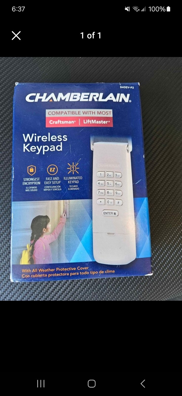 Chamberlain Garage Door Wireless Keypad 940EV-P2 Opener New In Box ...