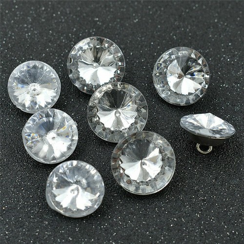 200Pcs Rhinestone Buttons Clear Crystal Upholstery Sewing DIY Sofa Home ...