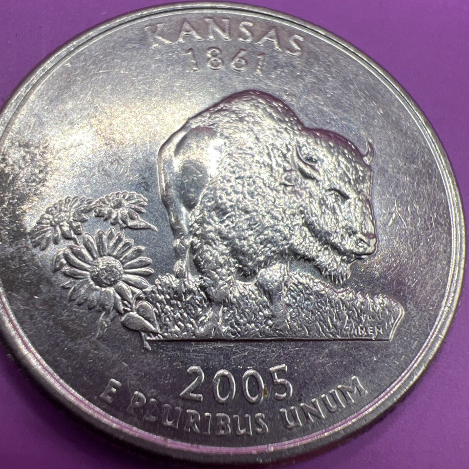 rare quarter us coins Kansas 1861 2005 Coin With Defect on Buffalos Leg ...