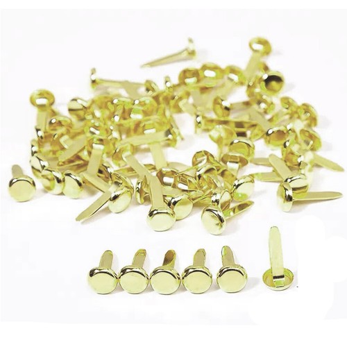 100pcs Craft Split Pins Mini Metal Round Gold Stamping 8x17mm ...