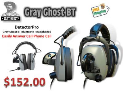DetectorPro Gray Ghost BT Bluetooth Headphones Easily Answer Cell Phone ...