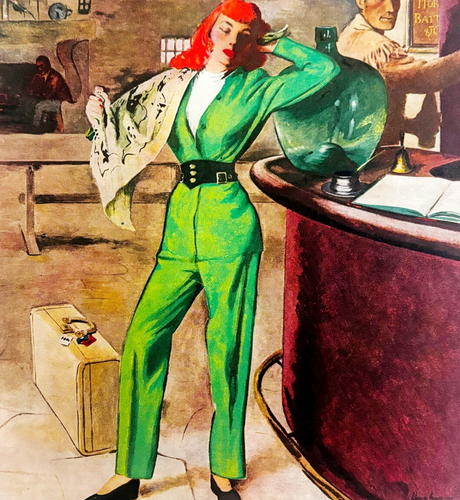 1947 George Hughes Art Saturday Evening Post Page Sext Kay Kress Green ...