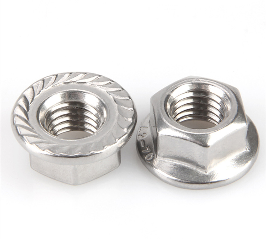 304 Stainless Steel Hex Flange Nuts Serrated Lock Nut 6# 8# 10# 1/4 5/ ...