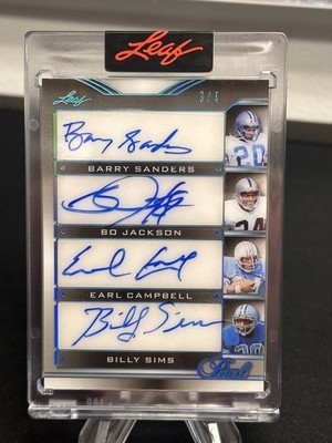 BARRY SANDERS, BO JACKSON, EARL CAMPBELL, BILLY SIMS 2025 LEAF PEARL ...